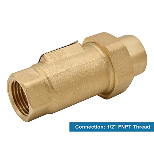 HYDRO MASTER Brass Dual Check Valve, 1/2" FNPT, Solid Brass, Max 150PSI ...