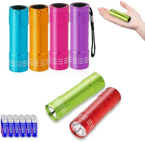 KunHe 6-Pack Mini LED Torches, Small Aluminium Kids Torch with Lanyard ...