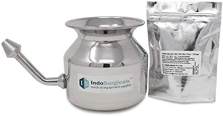 IS IndoSurgicals Neti Pot with Jala Salt Plus for Sinus Congestion (100 ...