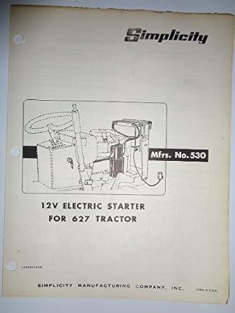 Simplicity 12V Electric Starter Kit (for 627 Lawn Tractors) Parts ...