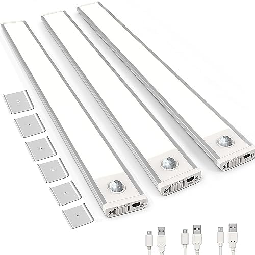 Motion Sensor LED Light, USB Rechargeable Under Cabinet Light, Ultra ...