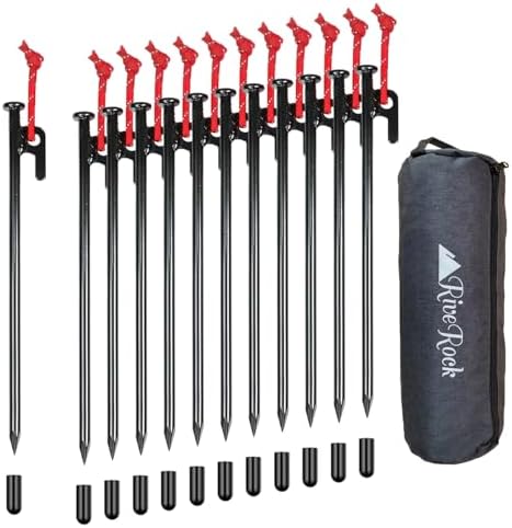 Amazon.co.jp: RiveRock(リバロック) 25cm ペグ 収納 バック テント タープ スチールペグ 反射ロープ 安全 ...