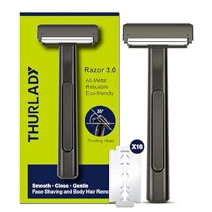 Amazon.com: THURLADY Stainless Steel Mens Razors for Shaving, Reusable ...