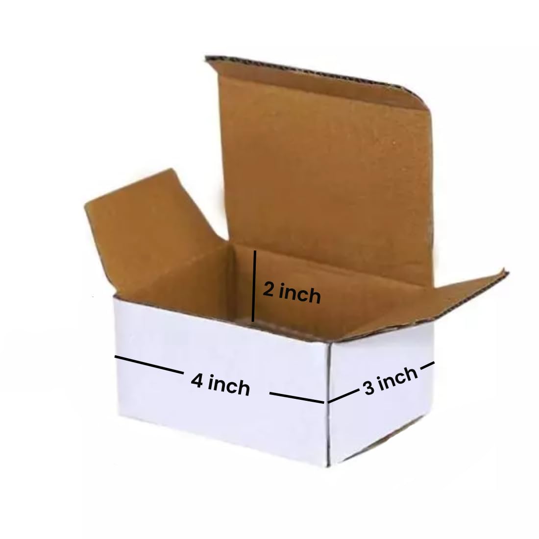 DCGPAC 3Ply 4x3x2 In White Corrugated Reverse Tuck-In Packaing Box For ...