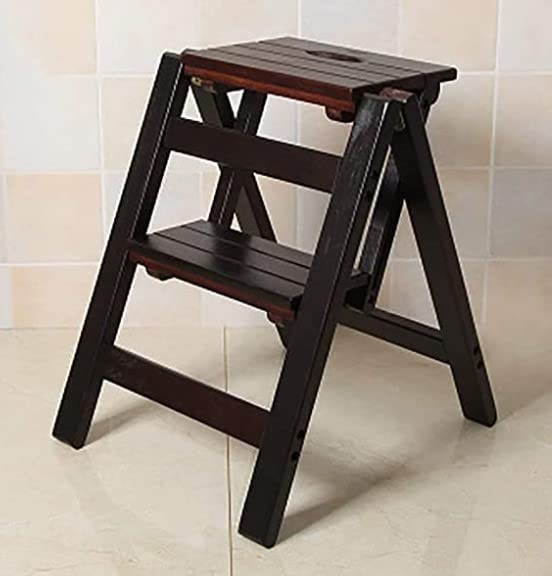 2. Step Folding Wooden Step Stool,Portable Step Stool Ladder Seat ...