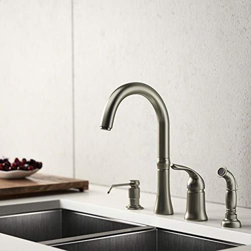 4-Hole Standard Single Handle Kitchen Faucet with Side Spray and Soap ...