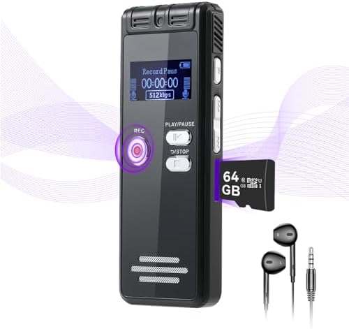 Amazon.com: 64GB Digital Voice Activated Recorder with Playback ...
