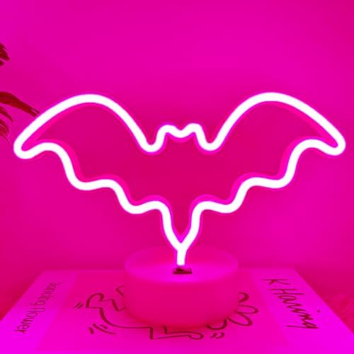 LED Neon Bat Lights Purple, Bat Shape Neon Signs Night Lights Battery ...