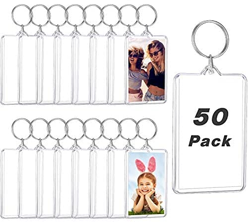 Yaomiao 50 Pcs Acrylic Photo Frame Keychain Holder 1.3 x 2 Inch Photo ...