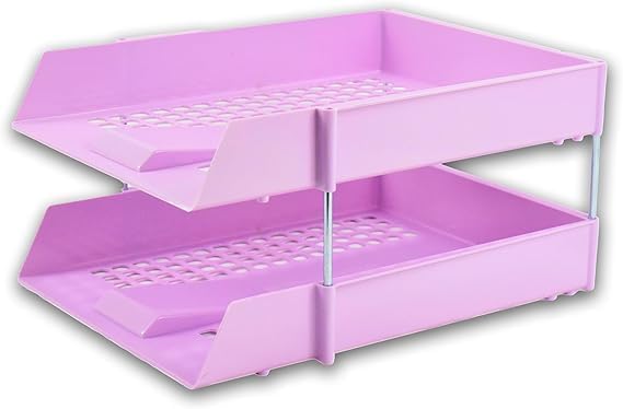 Nobel Plastics Filing Storage Letter Trays with Metal Risers - Desk ...