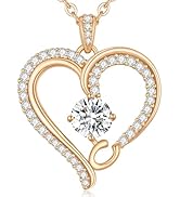 Amazon.com: CDE Angel Wings Necklaces for Women, Love Heart Silver Tone ...