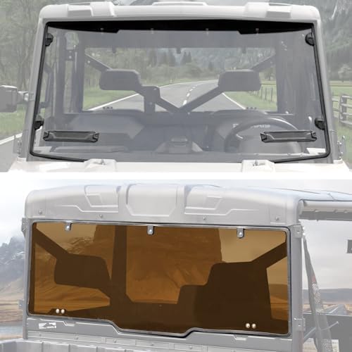 A & UTV PRO Rear & Front Full Windshield for 2017-2024 Polaris Ranger ...