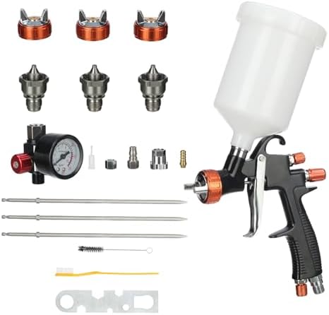 Amazon.com : HVLP Air Spray Gun with 1.4/1.7/2mm Nozzles & Air Compressor Regulator, Air Spray ...