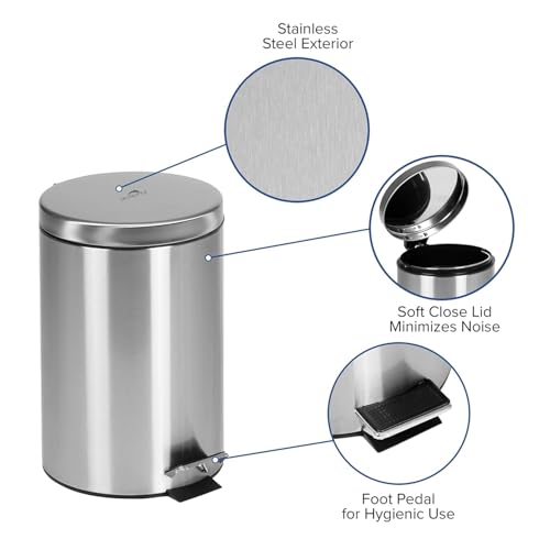 DOLPHY Stainless Steel Plain Pedal Dustbin With Plastic Bucket And Lid ...