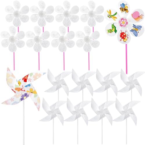 Amazon.com: Pasimy 30 Pcs DIY Plastic Pinwheels Color Your Own Blank ...