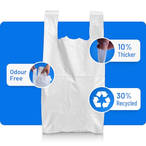 Plastic Carrier Bags White Small – Heavy Duty Plastic Bags 10% Thicker ...