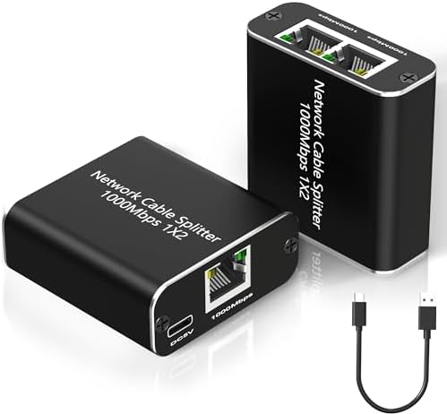 Amazon.com: Ethernet Splitter 1 to 2 High Speed 1000Mbps, Gigabit ...