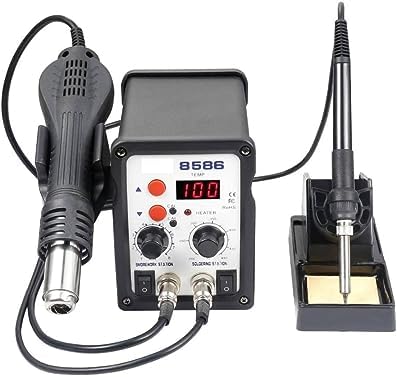 BLACK UNICORN Estación De Soldar Pistola De Calor Y Cautín 8586, 110v, pistola de aire caliente ...
