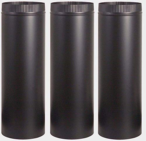 3~ Stove Pipe 7" Dia. x 24" Long Black Matte Finish 24 Gauge Single ...