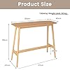TANGZON Bamboo Rectangular Bar Table, 120cm Breakfast Dining High Table ...