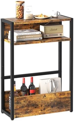 Amazon.com: NEWSENDY Vintage Industrial Side Table with Magazine Holder ...