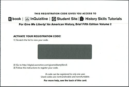 InQuizitive Student Registration Access Code for Give Me Liberty!: An ...