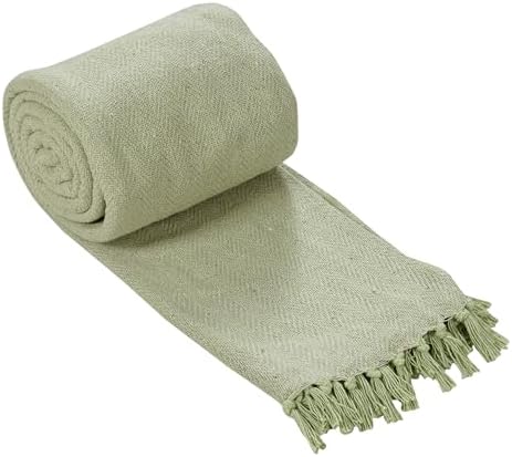 Milam London Sage Green Throw Blanket | Cotton Waffle Bedspreads King ...