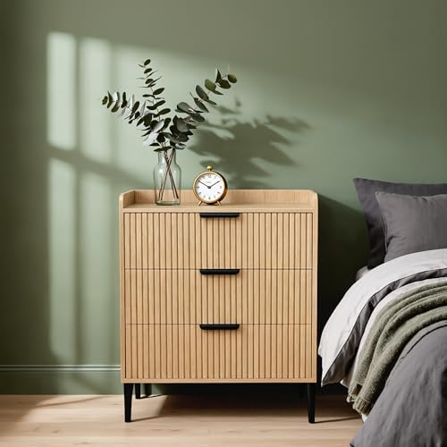 Amazon.com: ZideGomai Tall Nightstand with 3 Drawers, 30 Inch Fluted ...