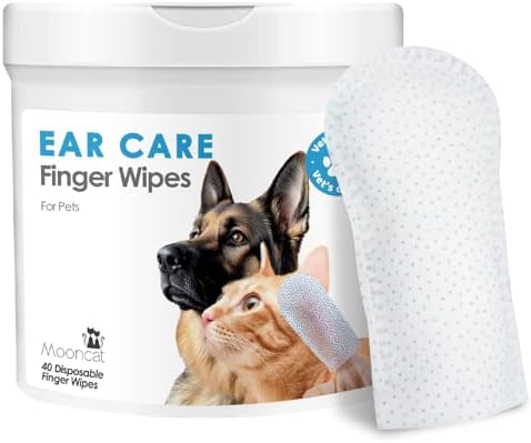 Mooncat Cat Ear Cleaning Finger Wipes - Gentle Dirt Removal, Suitable ...