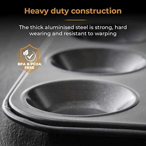 Tower T943007HG29 Precision Plus Shallow Muffin Tin with 12 Moulds Made ...