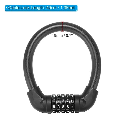PATIKIL 1.3 Feet Combination Bicycle Lock, 5 Digit Mini Portable Steel ...