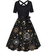 FEAPHY Women's Vintage Chiffon Sun Moon Star Sleeveless A-Line High Low ...