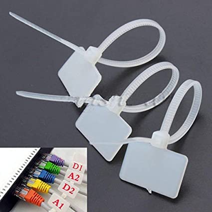 100 Pieces 4" Nylon Cable Ties Label Self Locking Tag Sign for Ethernet ...