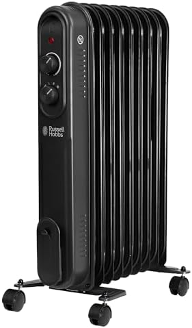 Russell Hobbs 2000W/2KW Oil Filled Radiator, 9 Fin Portable Electric ...
