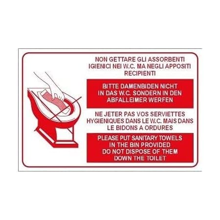 CARTELLO IN PLEXIGLASS SEGNALETICO - Non gettare gli assorbenti ...