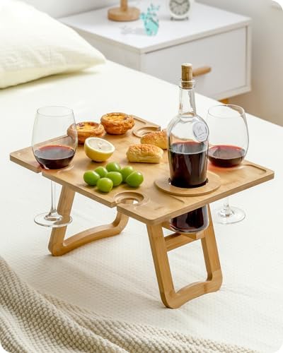 Amazon.com: Portable Wine Picnic Table - Holds 4 Wine Glasses, Outdoor ...