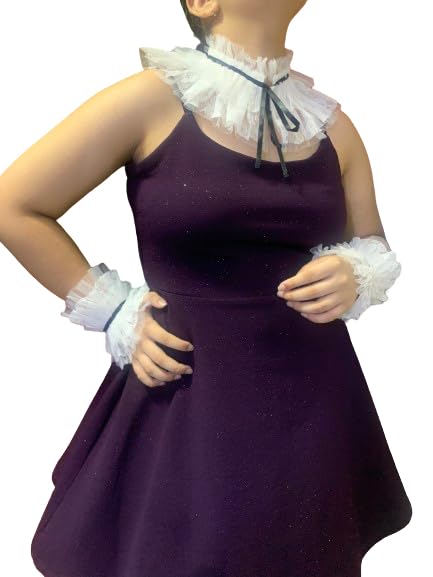 Buy Net Frill Gathered Detachable Collar with Wrist Cuff White at Amazon.in