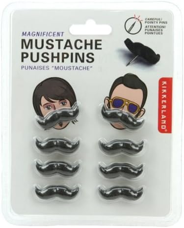Amazon.com : Kikkerland Mustache Push Pins, Set of 8 (ST27) : Tacks And ...