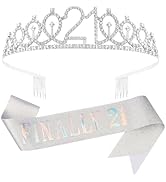 Amazon.com: KICOSY 21st Birthday Crowns and Sashes for Women, Princess ...