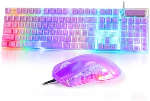 Amazon.com: CHONCHOW Transparent RGB Wired Gaming Keyboad and Mouse ...
