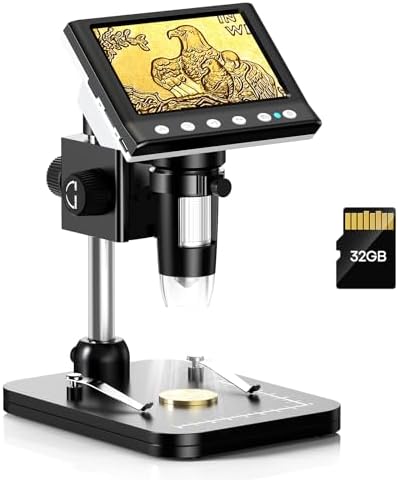 Amazon.com : Elikliv Microscope, LCD Digital Coin Microscope 1000x ...