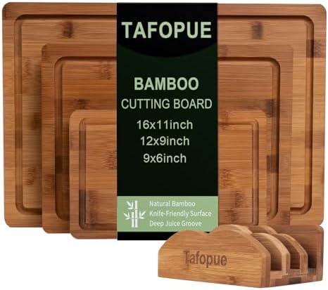 Amazon.com: Tafopue Cutting Board Set with Holder, Space Saving Kitchen ...
