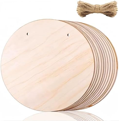 Amazon.com: 10 Pack Blank Unfinished Round Wood Signs for Crafts 2mm ...