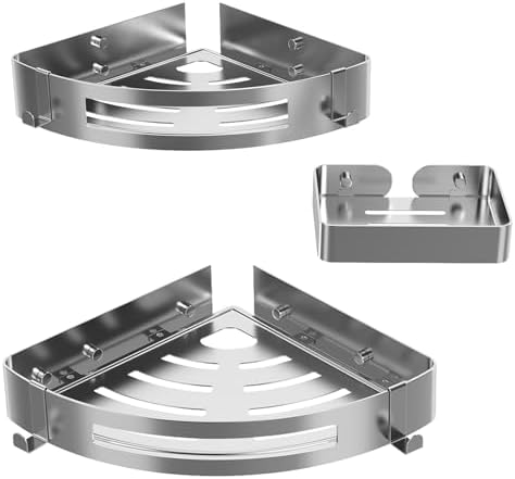 Amazon.com: VINIUSIKI Corner Shower Caddy Shelves with Soap Holder & 4 ...