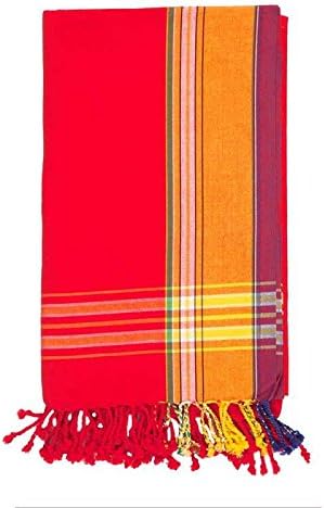 Kikoy | Red with Orange border | 100% Cotton | Traditional East African ...