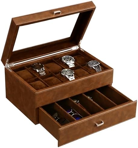 Amazon.com: SYENS Watch Box with Drawer, Large Display Case for 8 ...