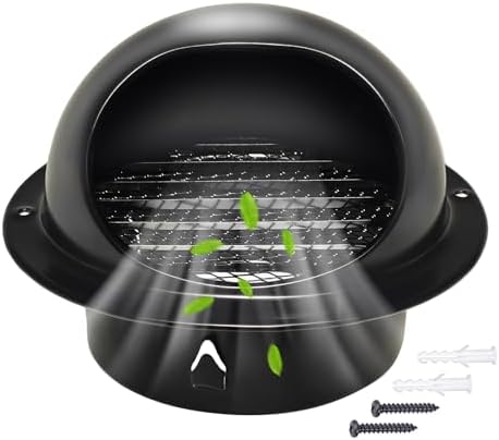 4 Inch Round Wall Vent Cap, FocuVenHom Stainless Steel Black Soffit ...