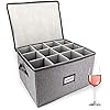 Amazon.com: HOMELUX THEORY Wine Glass Storage Box with Dividers, Hard ...