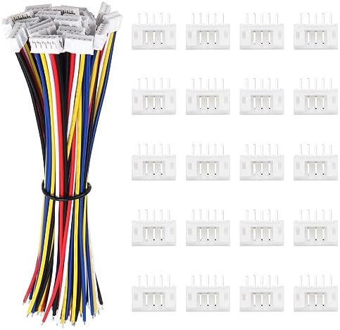 Lyeteung 20 Sets Mini Micro JST 2.0 PH 5 Pin Connector Plug Male with 150mm 22AWG Cable & Female ...