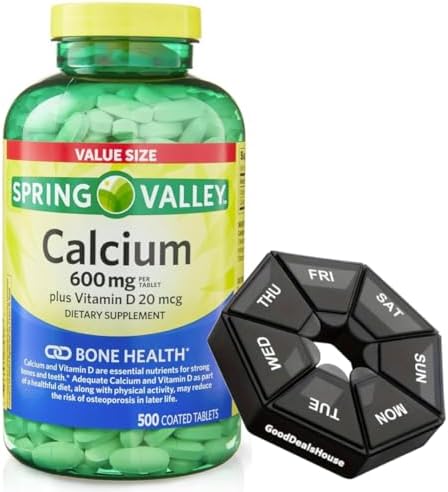 Amazon.com: Spring - Valley Calcium 600 mg + Vitamin D 20 mcg - 500 ...